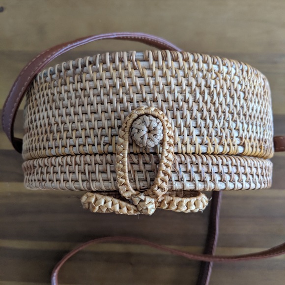 Bags | New Rattan Round Crossbody Bag | Poshmark